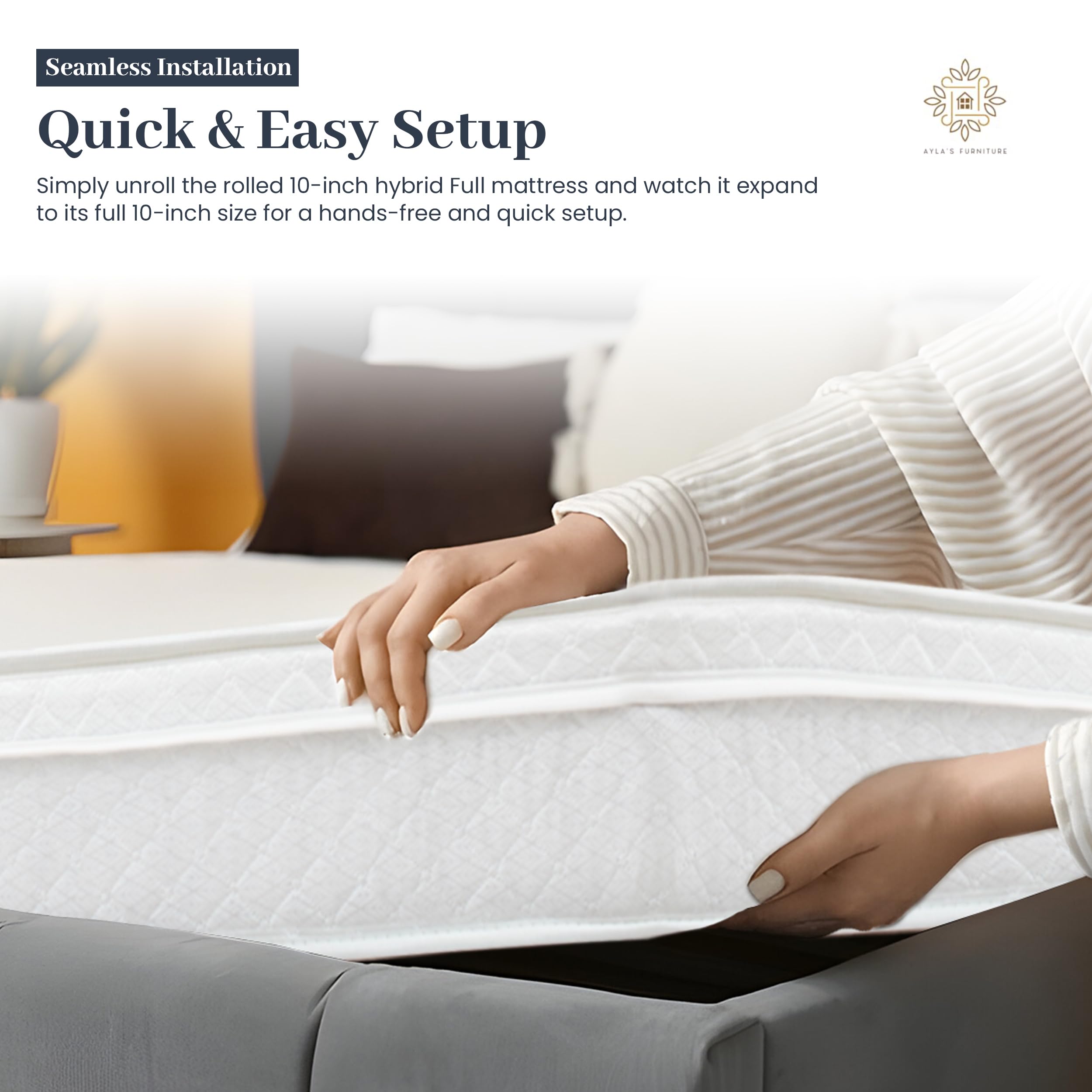 Aylas Furniture Full Size Mattress - 10 Inch Hybrid Full Mattress with High Density & Comfort Cold Foam with Continuous Coil Bonnell Springs - Eco-Friendly, Breathable Medium Firm