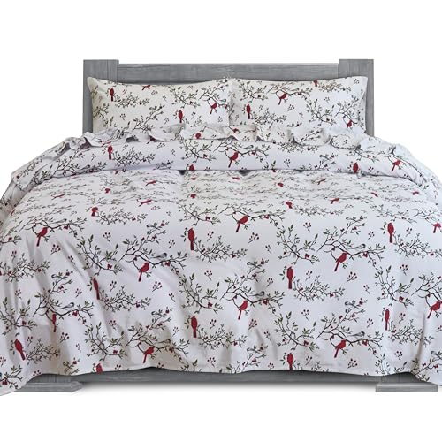 Elegant Comfort Soft 4-Piece 100% Turkish Cotton Flannel Sheet Set - Premium Quality, Deep Pocket Fitted Sheet, Ultra Soft, Cozy Warm Flannel Sheets - Twin, Cardinal