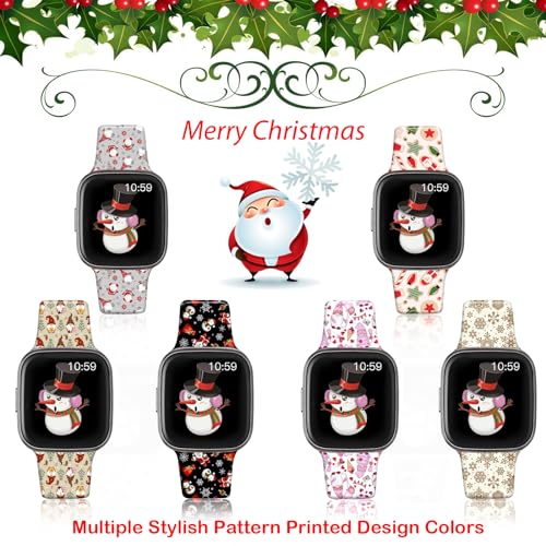 DOO UC Christmas Holiday Watch Bands Compatible with Fitbit Versa 2/Lite/SE, Happy Christmas Silicone Sport Strap Replacement for Men Women