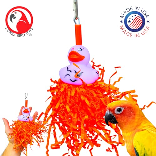 Bonka Bird Toys Halloween Ducks 8" x 3.50", Medium Parrot Chew Preen Spooky Cage Toy, Conure, Quaker, Cockatiel, and Similar (2958 Bat Duck)