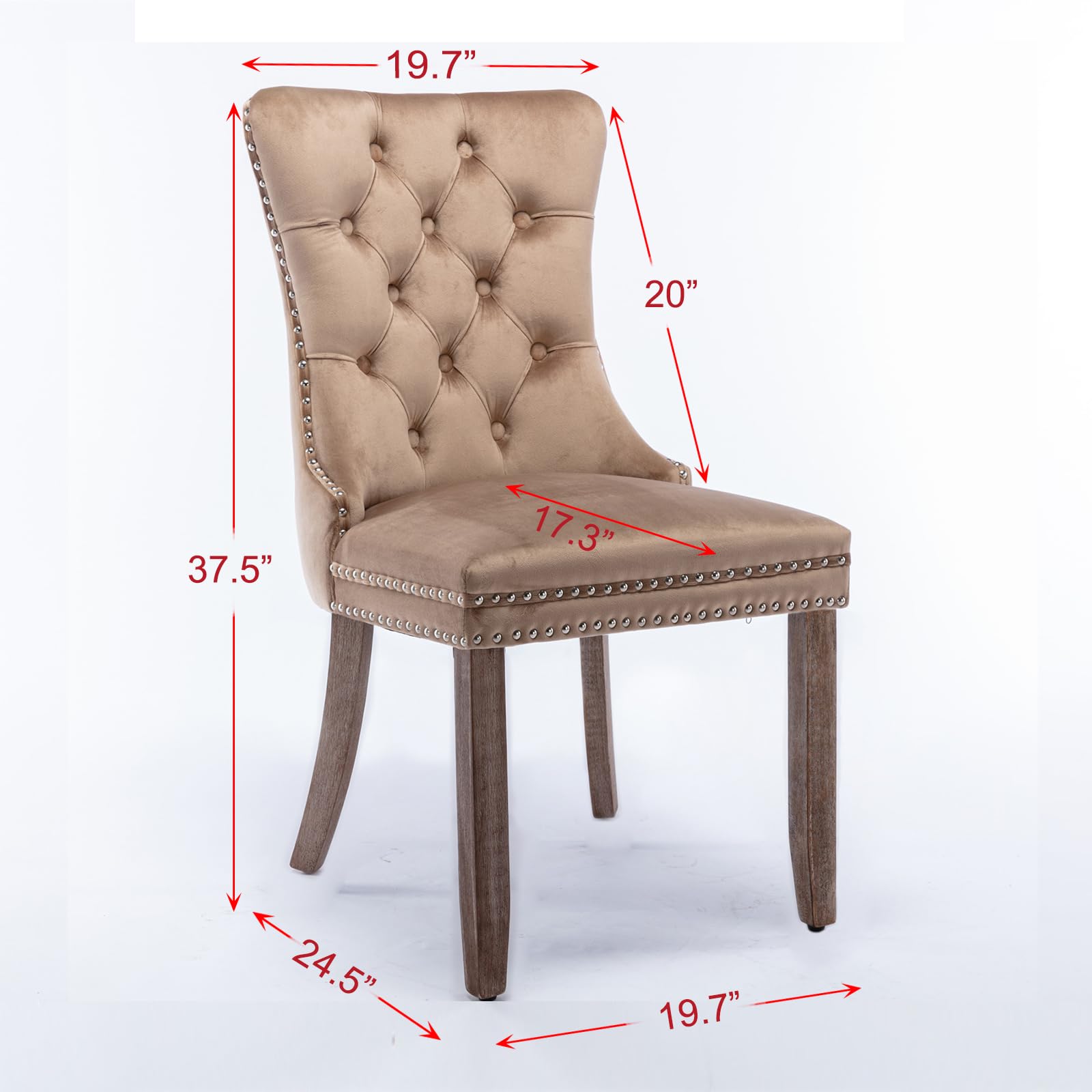 TUNGTAR High End Designer Dining Chair Set of 2,Parson's Chairs with Solid Wood Legs for Kitchen Dining Room Living Room Bedroom,Gray(Set of 2) (Khaki, SW2001KK)