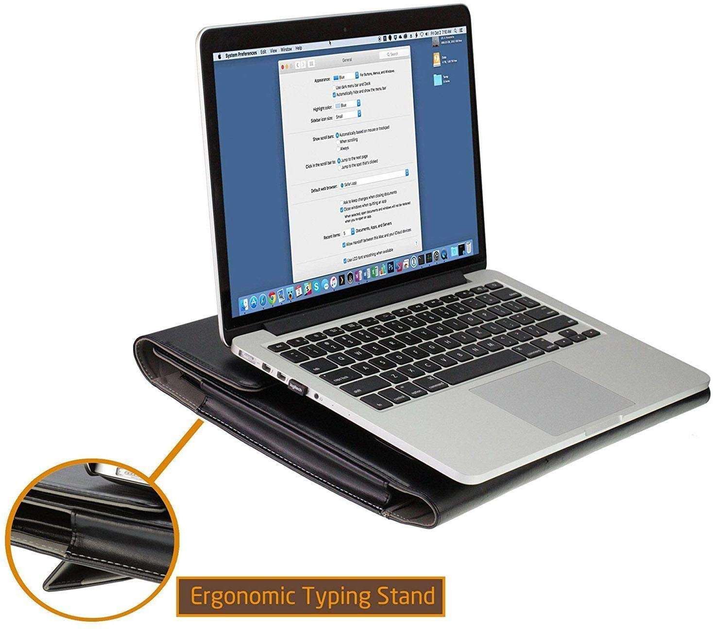 Broonel Black Leather Folio Case - Compatible with Dynabook Portégé X40L-K 14" Laptop