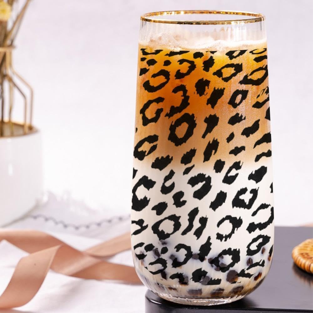 Brown UV DTF Cup Wrap Leopard Printed Rub on Transfers Stickers for Glass Cups Waterproof UV DTF Transfer Cup Stickers Decals for Crafts Ready to Apply Cup Wrap Adhesive Vinyl