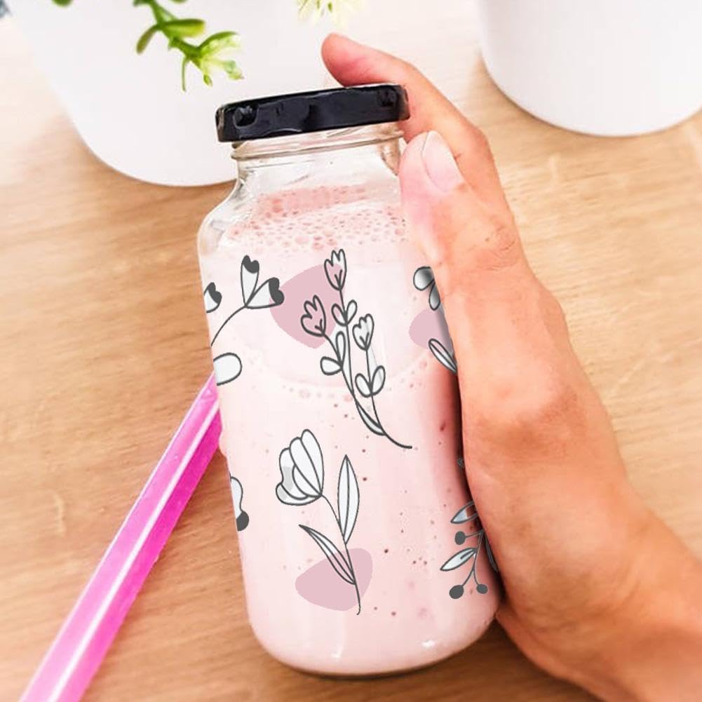Flower UV DTF Transfer Sticker Waterproof UV DTF Cup Wrap Rub on Transfer Stickers Decals for Glass Cups Coffee Cup Crafting Furniture Iron-on Transfers