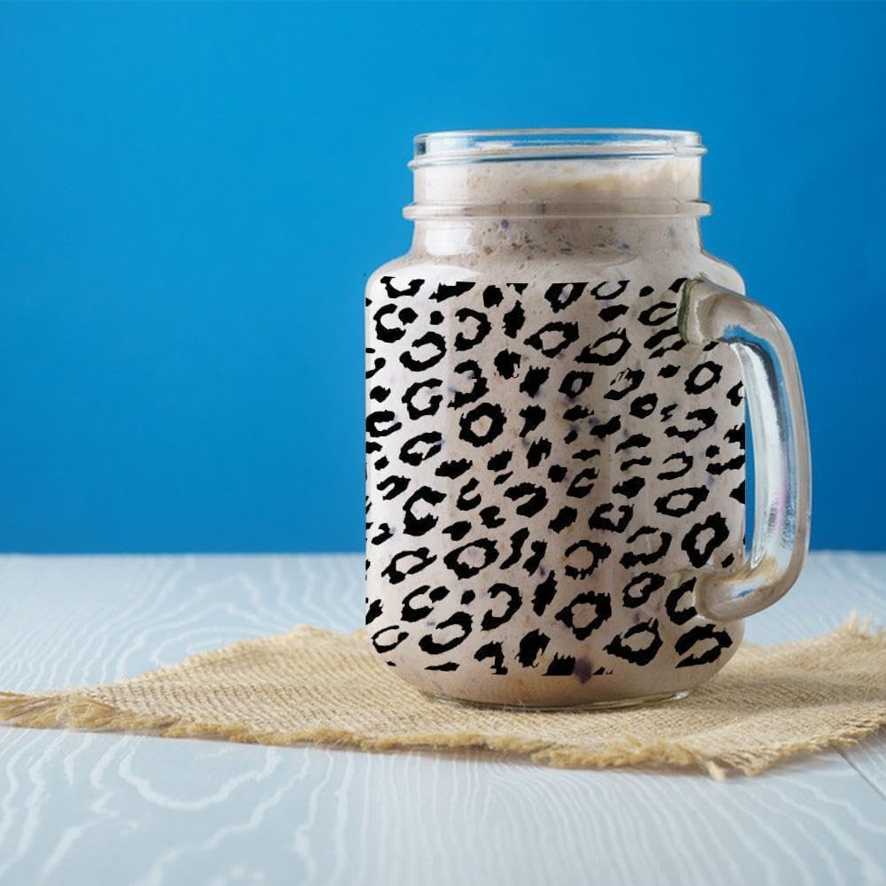 Brown UV DTF Cup Wrap Leopard Printed Rub on Transfers Stickers for Glass Cups Waterproof UV DTF Transfer Cup Stickers Decals for Crafts Ready to Apply Cup Wrap Adhesive Vinyl