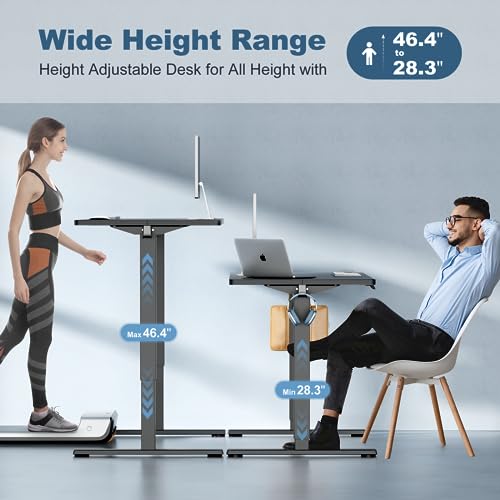 DUMOS, 48 x 24’’ Ergonomic Height, Electric Splice Board Adjustable Computer Desk Sit Stand Up Table for Home Office, 48'' x 24'', Black