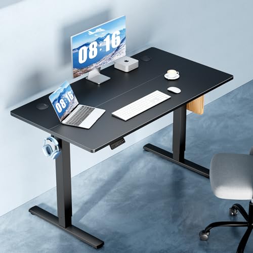 DUMOS, 48 x 24’’ Ergonomic Height, Electric Splice Board Adjustable Computer Desk Sit Stand Up Table for Home Office, 48'' x 24'', Black
