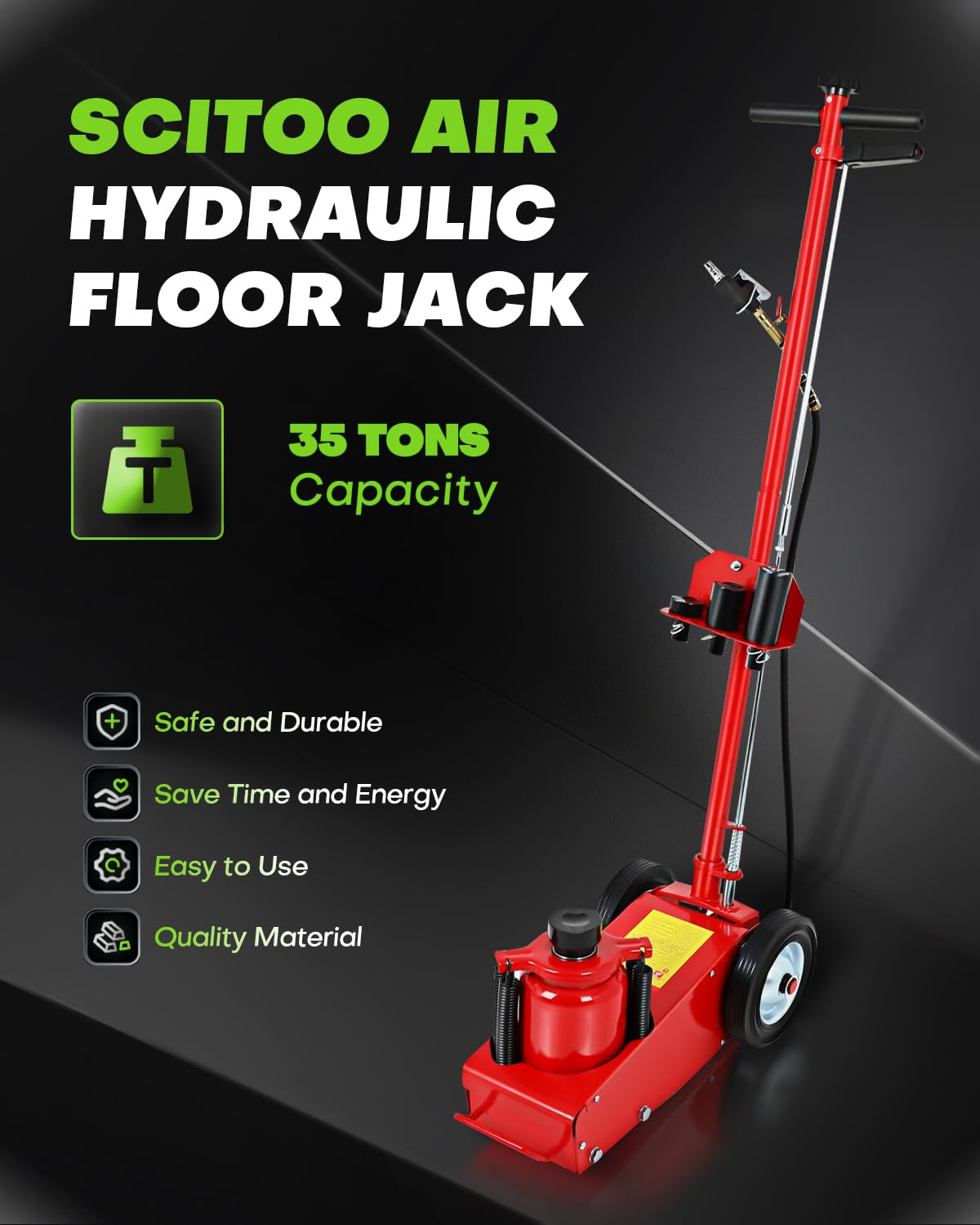 SCITOO Heavy Duty 35 Ton Air/Hydraulic Floor Jack Farm Vehicles Trucks Power Lift Auto Repair Tool