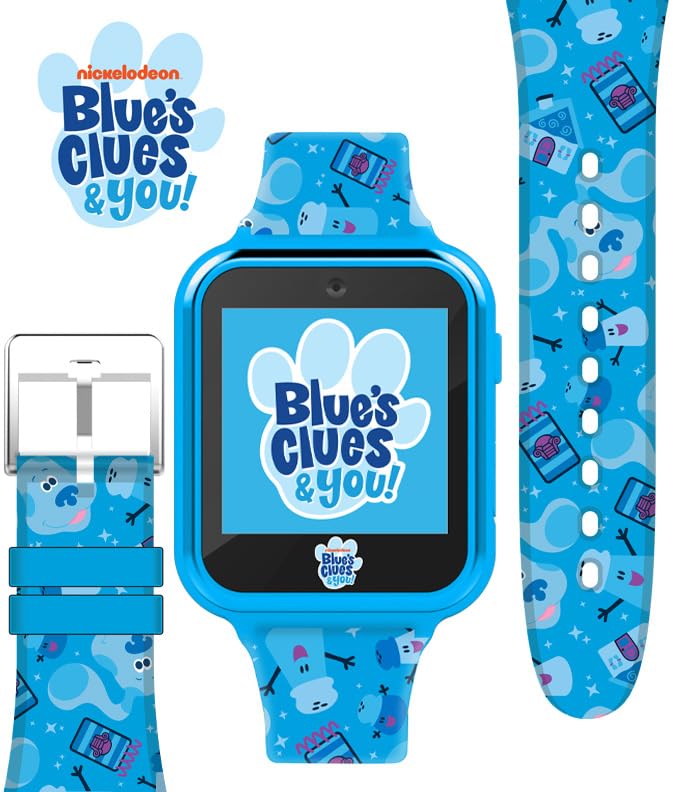 Accutime Blue’s Clues & You! Kids Smart Watch - Interactive Touchscreen with Games, Selfie Camera, Step Tracker, Alarm, and Printed Silicone Strap - Fits Wrists 5.5" to 8.0"