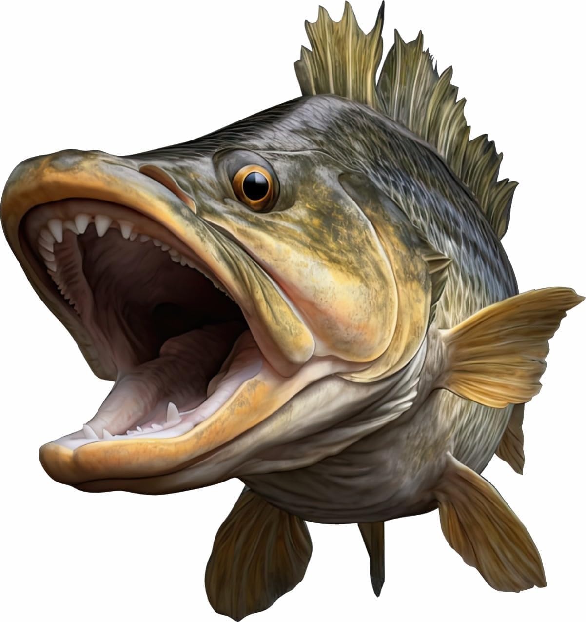 Walleye 2.0 Beautiful Fish Decal | Fishing Decal for Boat, Car, Vehicle, Truck Etc | Waterproof Vinyl Sticker | Many Sizes & Styles Available | 12" to 50" by Digital Fish Art (Small, Position 1R)