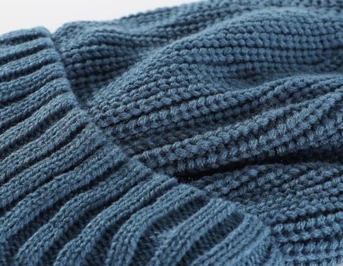 Home Prefer Men's Winter Hat Thick Knit Beanie Cap with Visor Newsboy Beanie Hat Airforce Blue