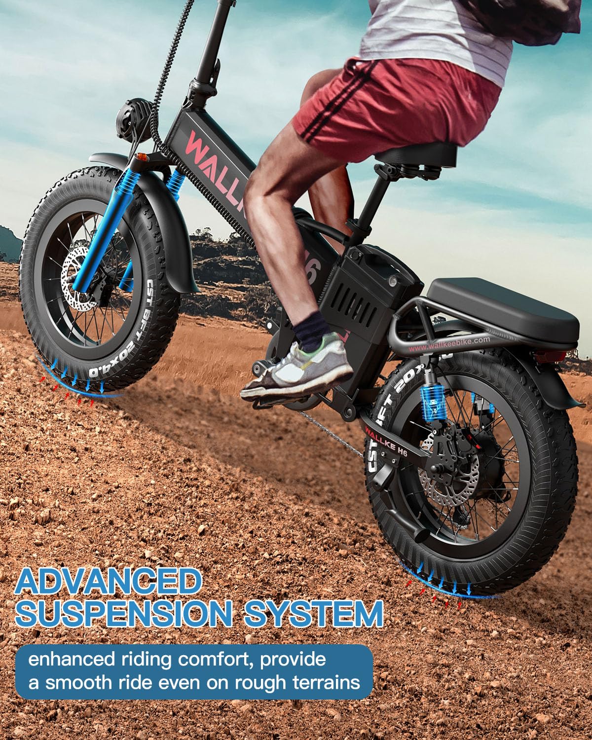 W Wallke Electric Bike Adults Folding 1000W 48V 40Ah/36Ah Long Range Ebike 33mph Fast 20 inch Fat Tire Electric Bicycle Full Suspension