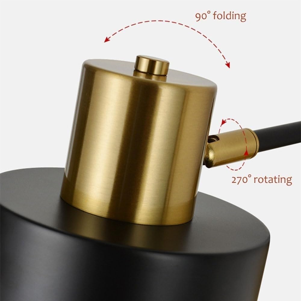 VUCICA Rotatable Gold Wall Lamp with Plug in Cord and Switch Plug in Wall Sconce Black Bedside Reading Light E27 Adjustable Modern Wall Lighting Fixture for Bedroom Bed Side Hotel Study Room