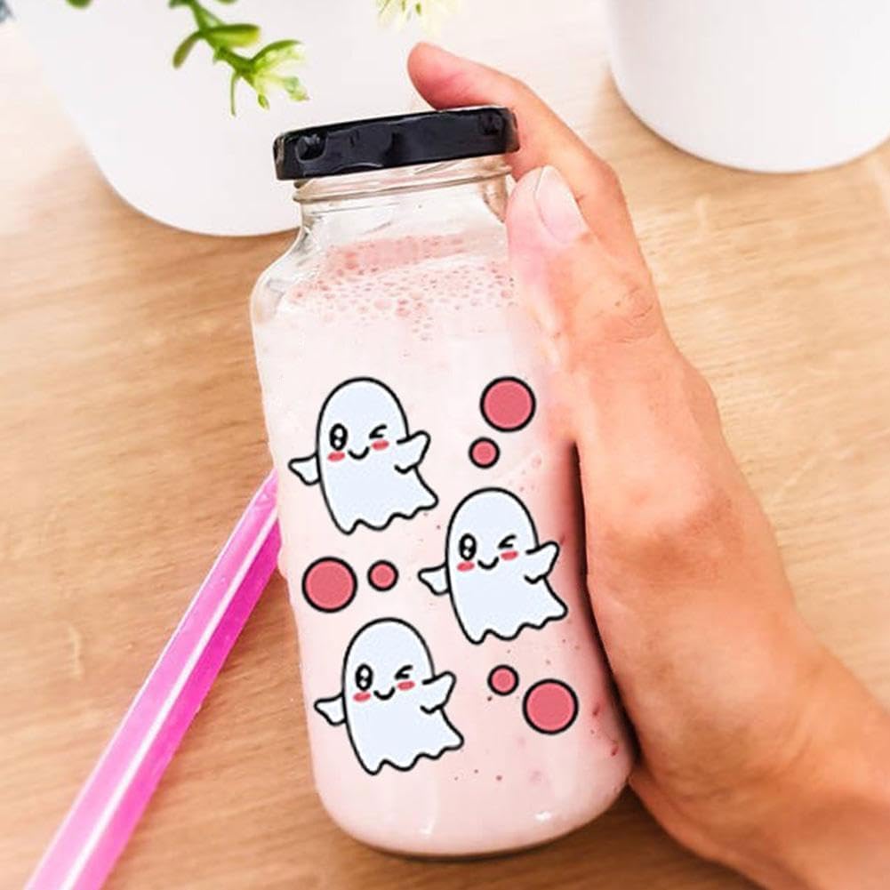Gray Bat Halloween UV DTF Cup Wrap,Horror Printed Glass Cup Wrap,Cute Ghost Pumpkin Waterproof Cup Wraps Sticker Tumbler Wrap Transfers Decal Rub on Transfers Iron-on Transfers