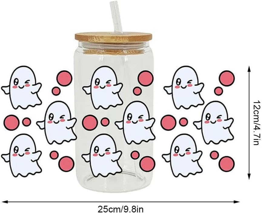 Gray Bat Halloween UV DTF Cup Wrap,Horror Printed Glass Cup Wrap,Cute Ghost Pumpkin Waterproof Cup Wraps Sticker Tumbler Wrap Transfers Decal Rub on Transfers Iron-on Transfers