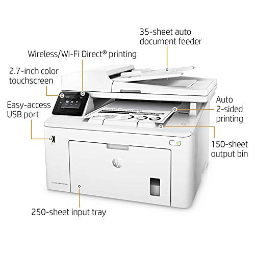 HP LaserJet Pro MFP M227fdw Wireless Monochrome All-in-One Printer with built-in Ethernet & 2-sided printing, works with Alexa (G3Q75A)