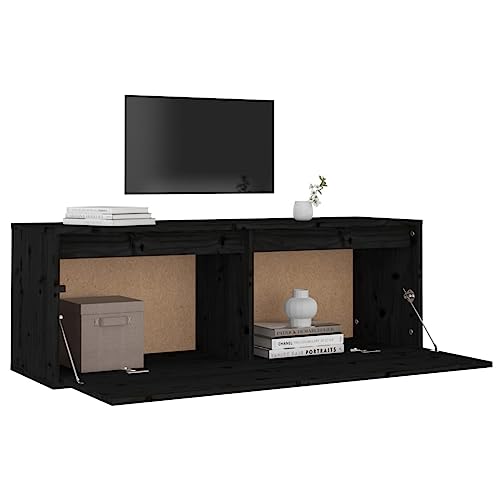 CHARMMA Wall Cabinet Black 39.4"x11.8"x13.8" Solid Wood Pine-5535