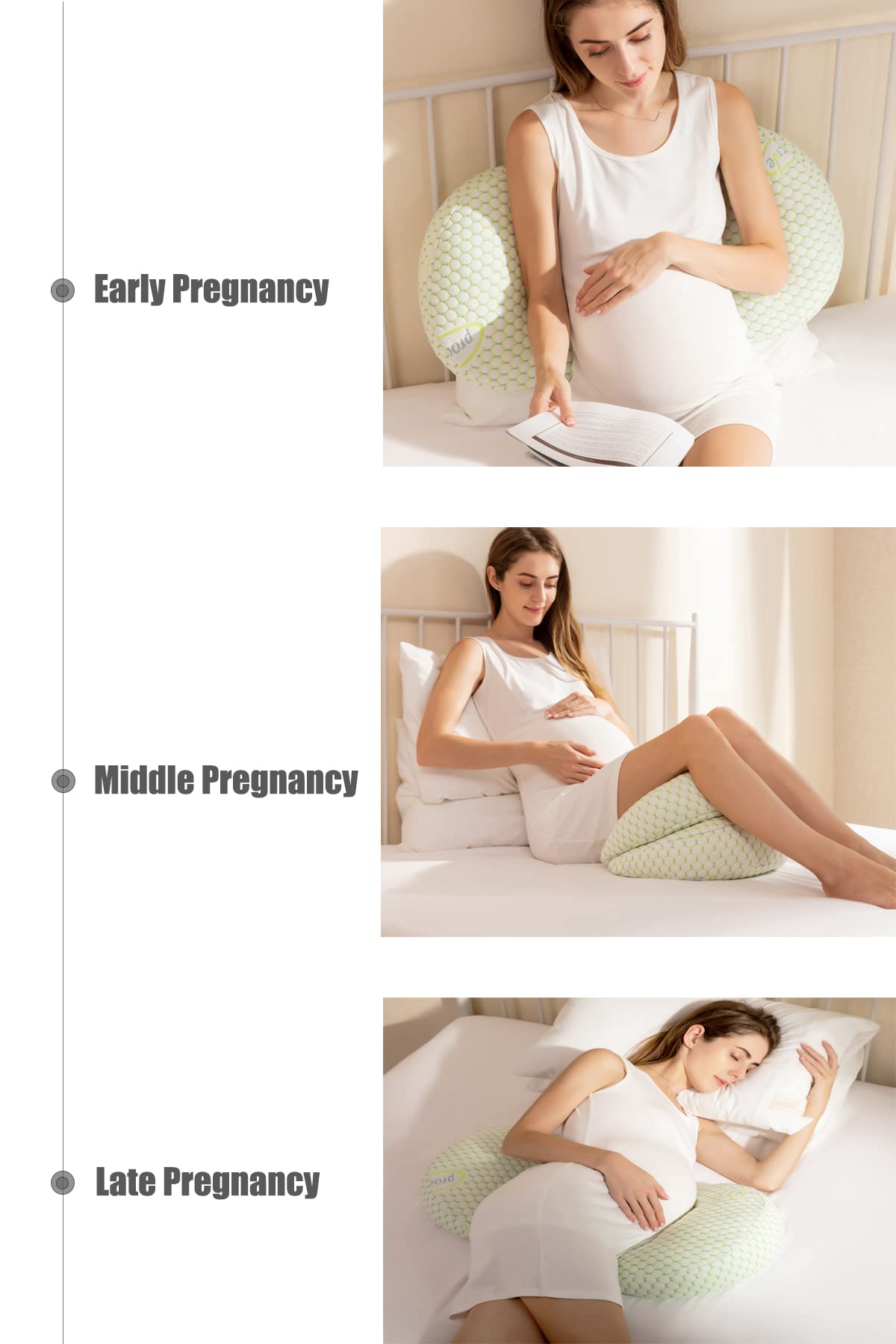 misszhi Pregnancy Pillows for Sleeping, Maternity Pillow with Detachable and Adjustable Pillow Cover - Support for Back, Legs, Belly, HIPS for Pregnant Women(White)