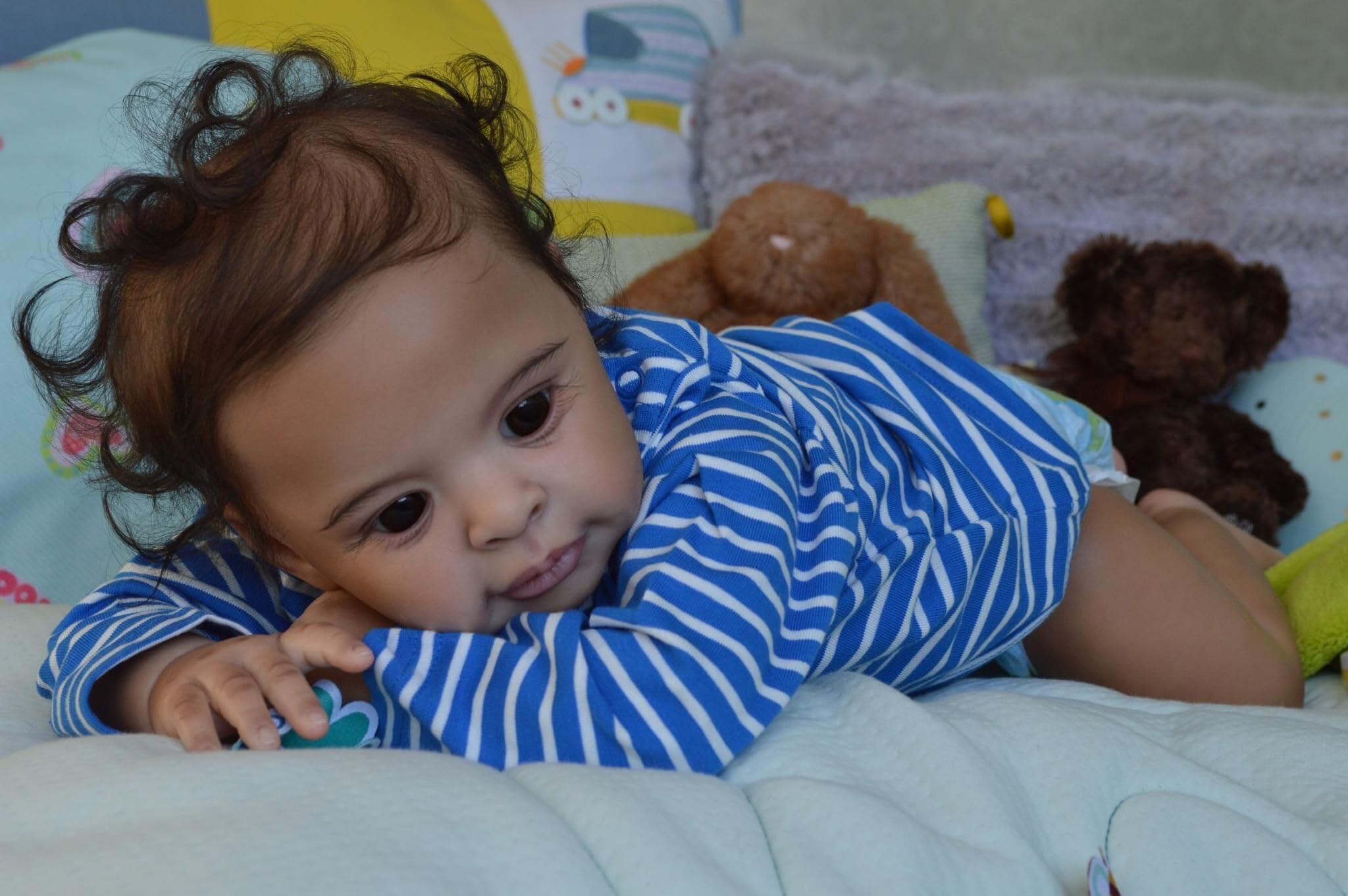 RXDOLL Realistic African American Reborn Boy Doll - 21 Inch, Soft Body, Black Boy