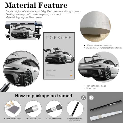 Car Canvas Poster Wall Art, Supercar Art Prints, 6pac/Set (6 Set, 8 x 12 in Unframed)