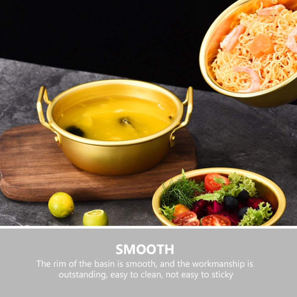 Yardwe Korea Ramen Pot Fast Noodles Cooking Pots Soup Stew Pot Stockpot Alluminum Ramyun Pot with Handles Camping Cookware for Pasta 12.5cm