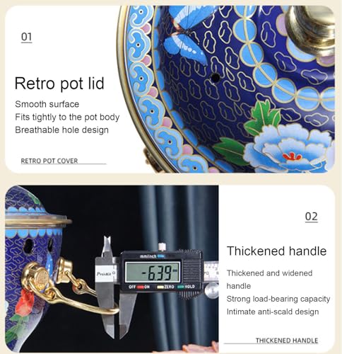 VIDECOR Chafing Dishes Single Person Small Copper Pot Old Beijing Small Fat Cow Hot Pot Chinese Traditional Cloisonne Hot Pot Commercial Alcohol Shares Red Copper Hot Pot,H