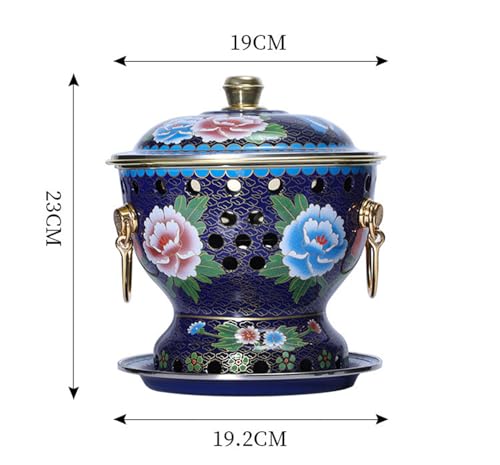 VIDECOR Chafing Dishes Single Person Small Copper Pot Old Beijing Small Fat Cow Hot Pot Chinese Traditional Cloisonne Hot Pot Commercial Alcohol Shares Red Copper Hot Pot,H