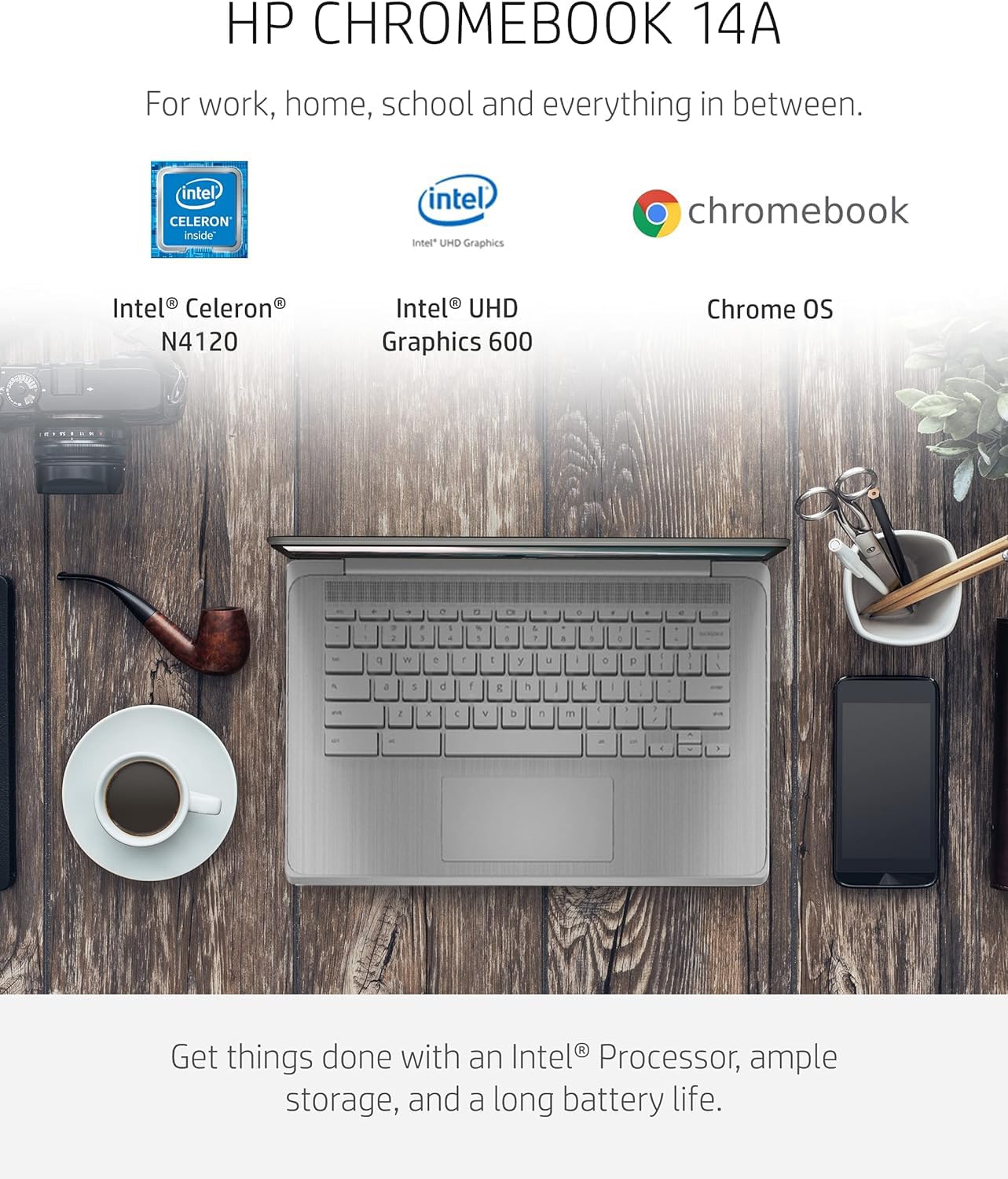 HP Chromebook Laptop Computer, 14” HD Display Light PC, Intel Celeron N4120 Quad-Core, 4GB DDR4 RAM, 64GB eMMC, USB-C, Wi-Fi 5, Bluetooth, Webcam, Long Battery Life, Chrome OS, Gray, PCM