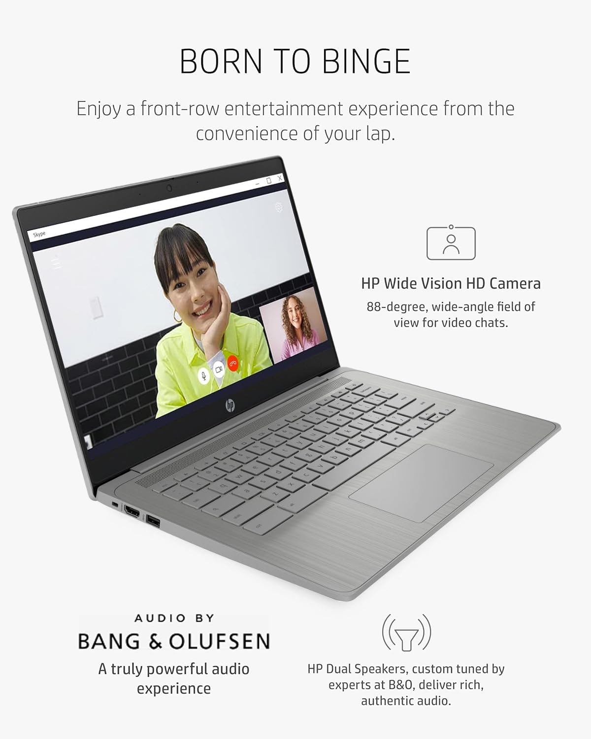 HP Chromebook Laptop Computer, 14” HD Display Light PC, Intel Celeron N4120 Quad-Core, 4GB DDR4 RAM, 64GB eMMC, USB-C, Wi-Fi 5, Bluetooth, Webcam, Long Battery Life, Chrome OS, Gray, PCM