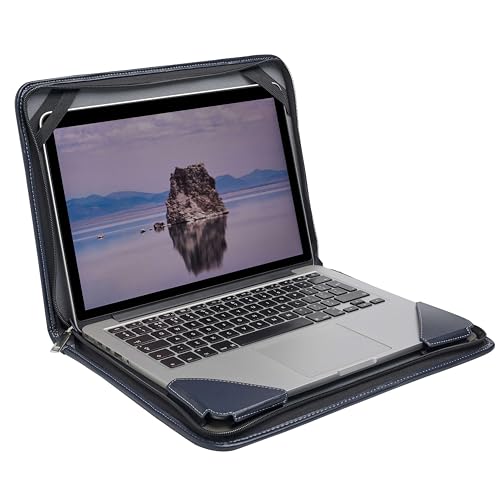 Broonel Blue Leather Laptop Messenger Case - Compatible with Dynabook Portégé X40L-K 14" Laptop