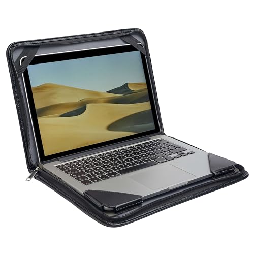 Broonel Black Leather Laptop Messenger Case - Compatible with Dynabook Portégé X40L-K 14" Laptop