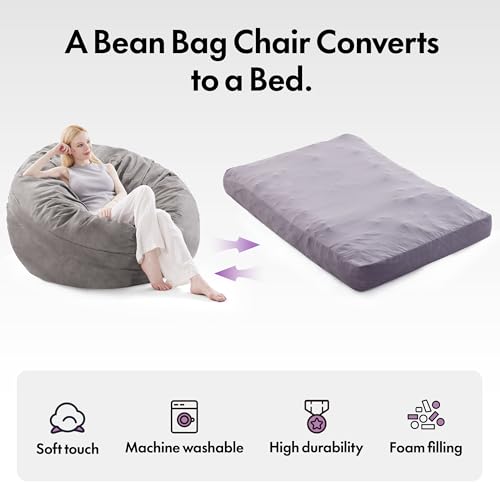 AYEASY Bean Bag Chair with Filler, Memory Foam Bean Bag Couch with Microfiber Cover(Blue, Queen)