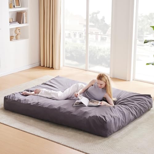 AYEASY Bean Bag Chair with Filler, Memory Foam Bean Bag Couch with Microfiber Cover(Blue, Queen)