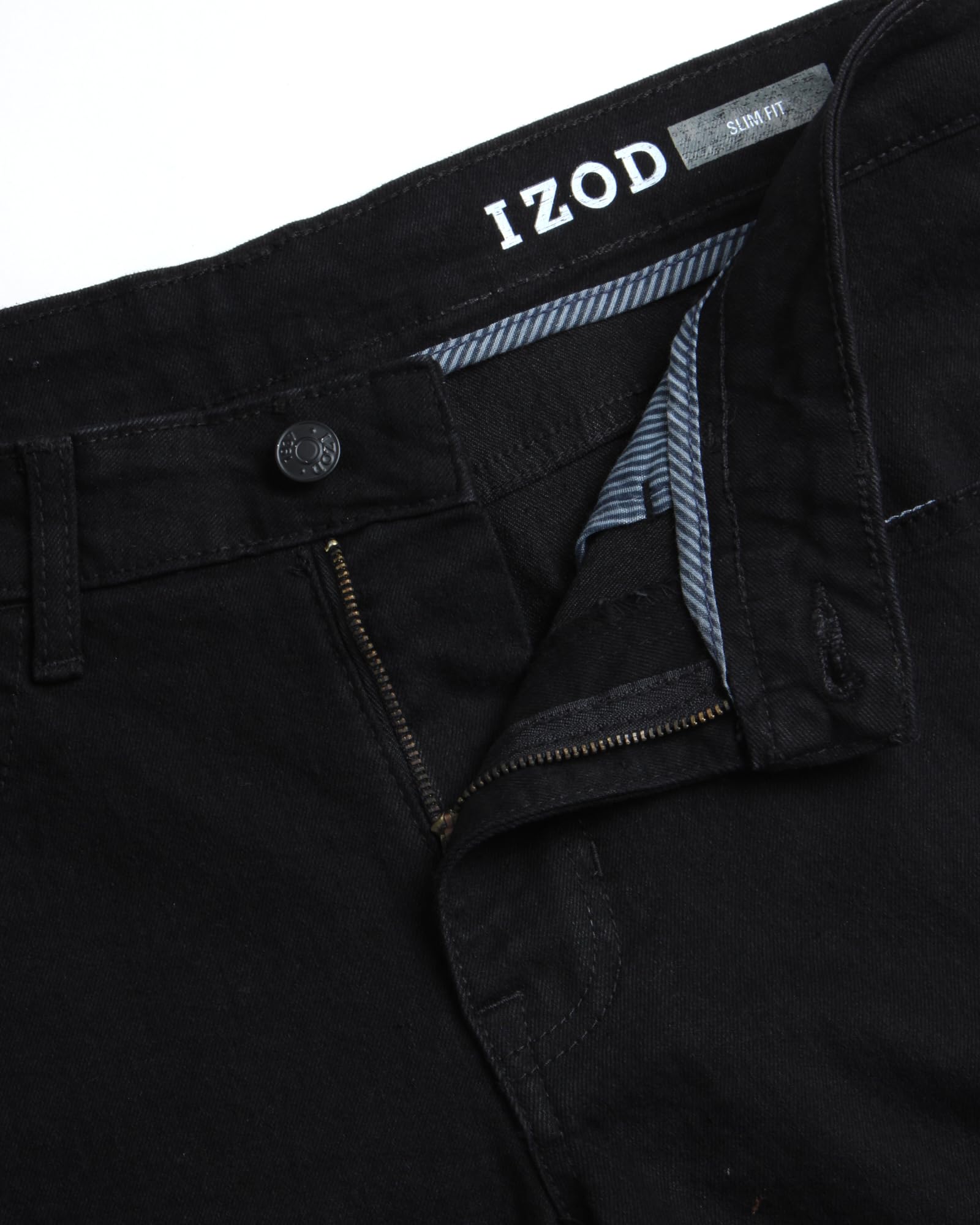IZOD Men's Jeans, Slim Fit, Comfort Stretch Denim, Size 32X32, Black Ink