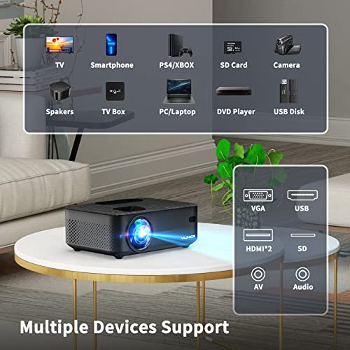 WiFi Projector, VILINICE 7500L Mini Bluetooth Movie Projector ,Portable Phone Projector with Wireless Mirroring,1080P and 240" Supported, Compatible with Fire Stick,HDMI,VGA,USB,TV,Box,Laptop,DVD