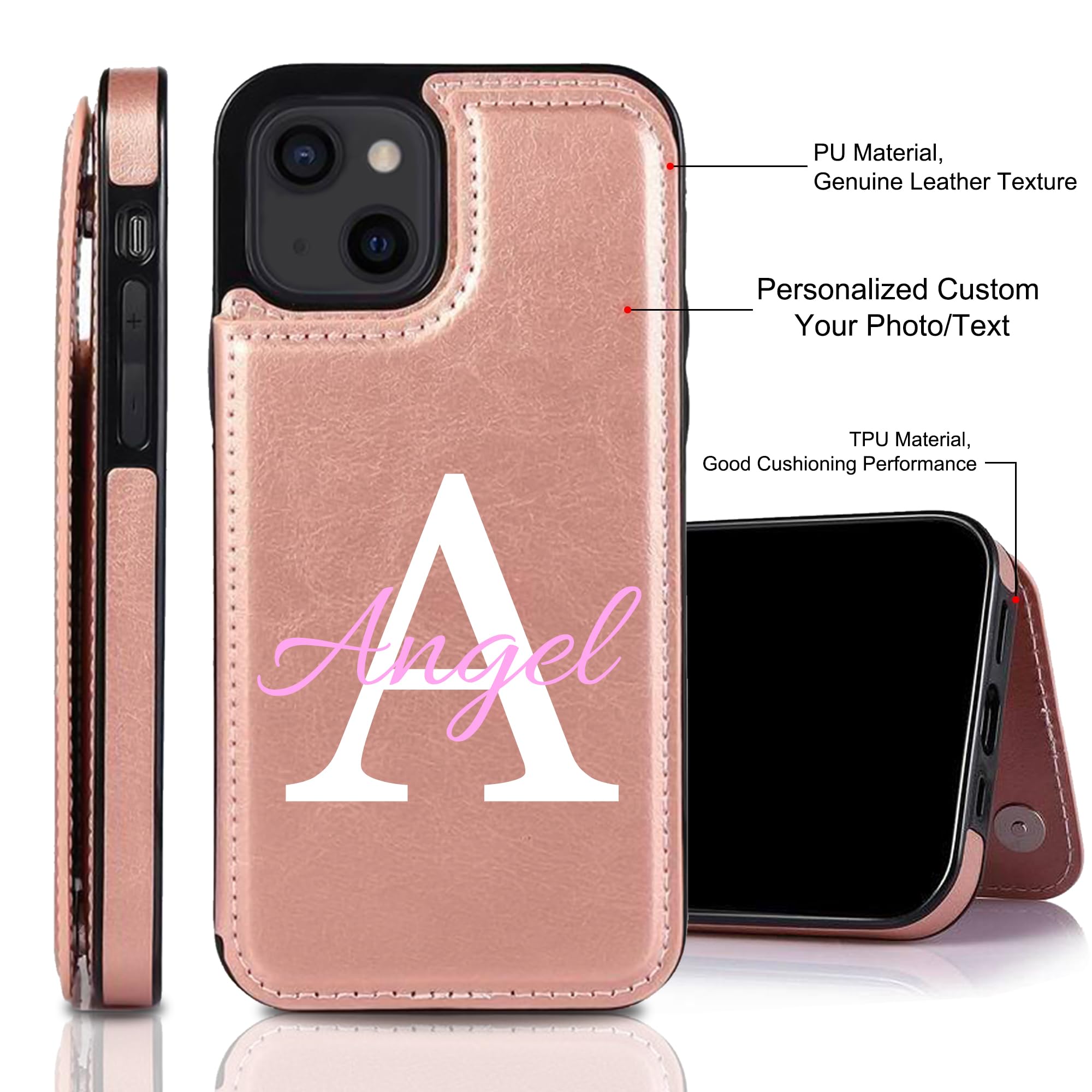 NICETUFF Custom Phone Case for iPhone 6 7 8 Plus 11 12 13 Mini 14 Plus 15 Pro Max, Soft Silicone Leather Cover, Personalized Name Handwritten Style Phone Cases
