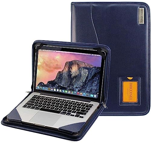 Broonel - Contour Series - Blue Heavy Duty Leather Protective Case - Compatible with Dynabook Portégé X40L-K 14" Laptop