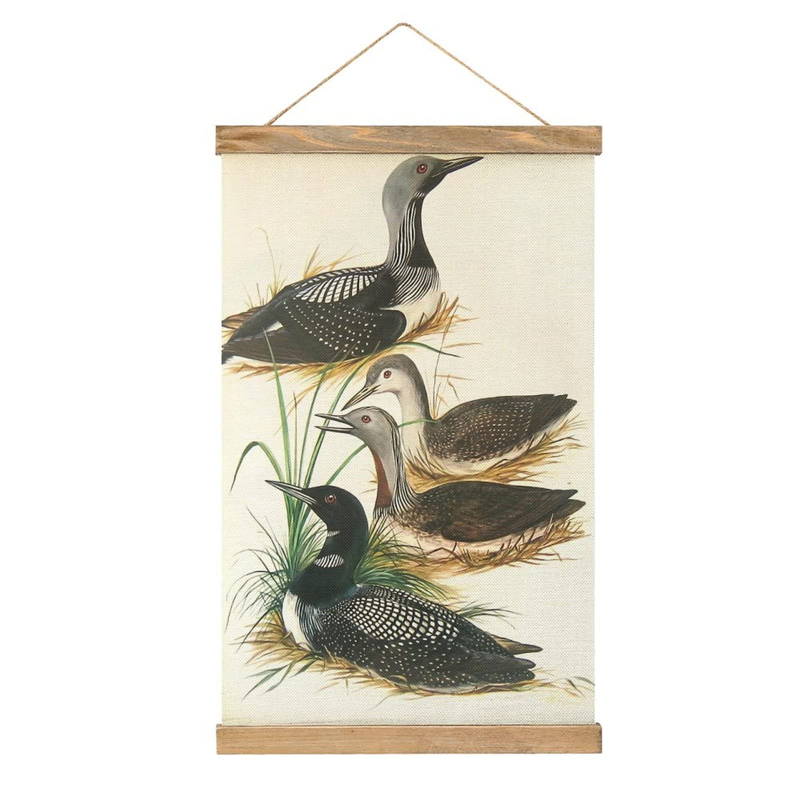 BAWUTZ Red-throated Loon Frame Scroll Poster Wall Hanging Decor Paintings Wood Frame Kit Hanger for Living Room Bedroom Decoration