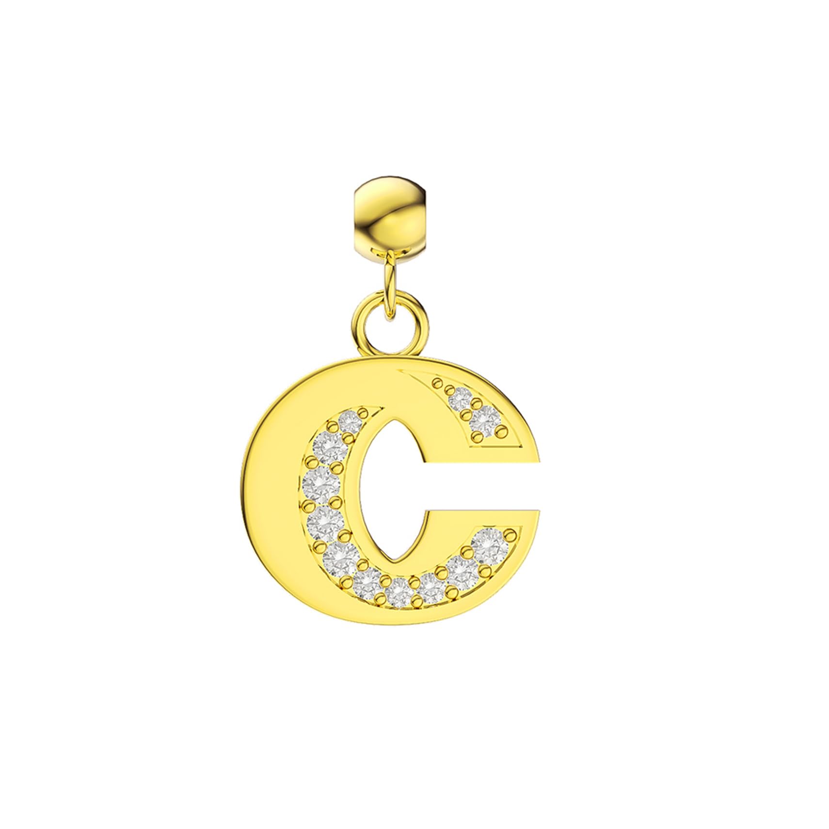 AIFOKIVO Letter C Charm Dangle 14K Golden Initial Beads, 925 Sterling Silver Customized Name Alphabet Necklace Pendant, for Cousin Couple Custom Gifts