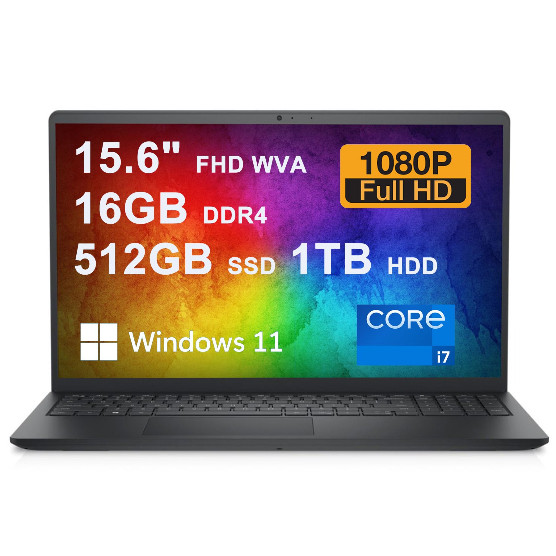 Dell Inspiron 15 3000 3530 Business Laptop | 15.6" FHD WVA Anti-glare Multi-Touch | 13th Gen Intel 10-Core i7-1355U | 16GB DDR4 512GB SSD + 1TB HDD | Intel Iris Xe Graphics FHD Webcam HDMI Win11 Black