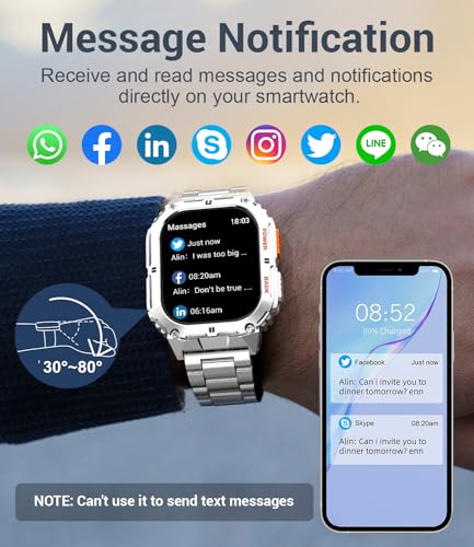 FOXBOX Smart Watch for Men Answer Call/Notification, 1.95" AMOLED Fitness Watch 108 Sport Modes Compass Step Heart Rate Sleep SpO2 BP Monitor, 5ATM Waterproof Military Smartwatch for Android iOS