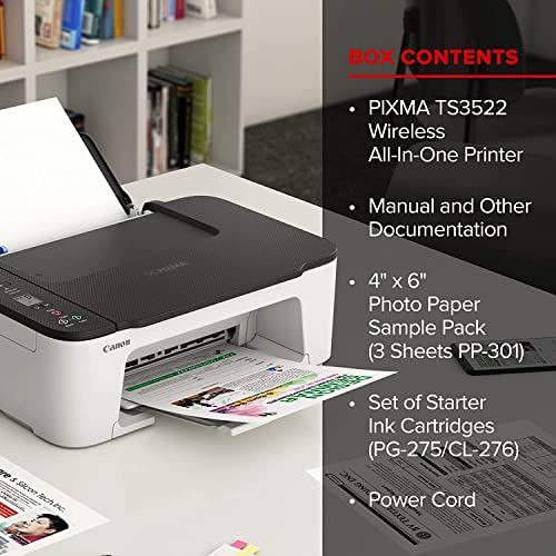 Canon PIXMA TS Series Wireless All-in-One Color Inkjet Printer, Black - Print, Scan, Copy for Home Office - 1.5 Segment LCD Display, 4800 x 1200 dpi, USB and WiFi Connection - BROAG Printer_Cable