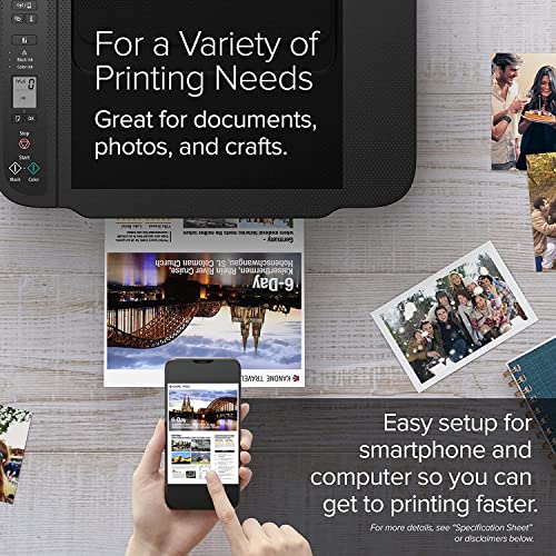Canon PIXMA TS Series Wireless All-in-One Color Inkjet Printer, Black - Print, Scan, Copy for Home Office - 1.5 Segment LCD Display, 4800 x 1200 dpi, USB and WiFi Connection - BROAG Printer_Cable