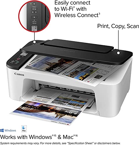 Canon PIXMA TS Series Wireless All-in-One Color Inkjet Printer, Black - Print, Scan, Copy for Home Office - 1.5 Segment LCD Display, 4800 x 1200 dpi, USB and WiFi Connection - BROAG Printer_Cable
