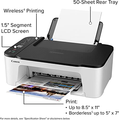 Canon PIXMA TS Series Wireless All-in-One Color Inkjet Printer, Black - Print, Scan, Copy for Home Office - 1.5 Segment LCD Display, 4800 x 1200 dpi, USB and WiFi Connection - BROAG Printer_Cable