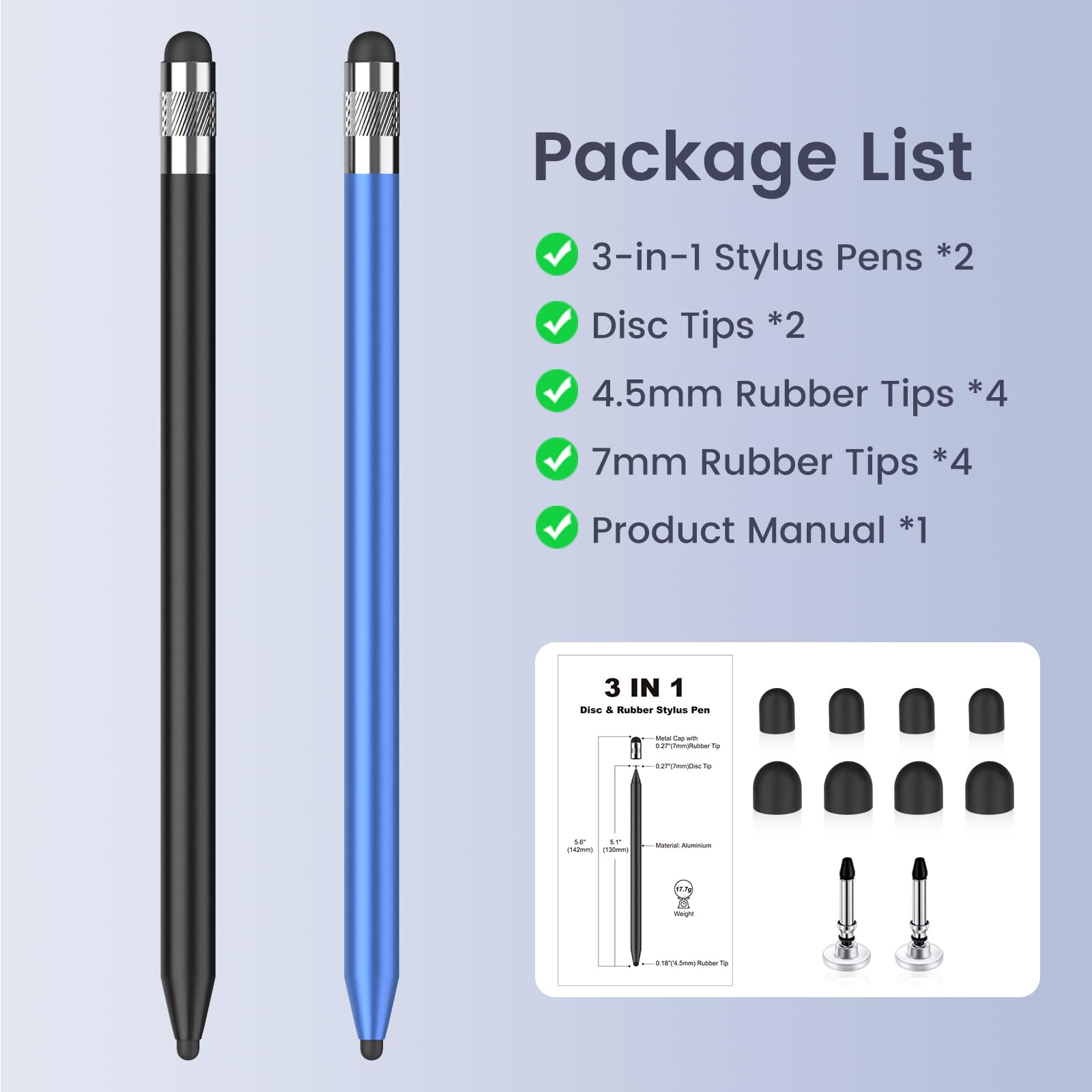 Stylus Pen for iPad iPhone, Styluslink 3 in 1 Universal Capacitive Stylus Pen for Touchscreen iPhone iPad Air Mini Pro Android Phone Chromebook Tablet Sumsung Laptop All Touchscreens (2 Pack)