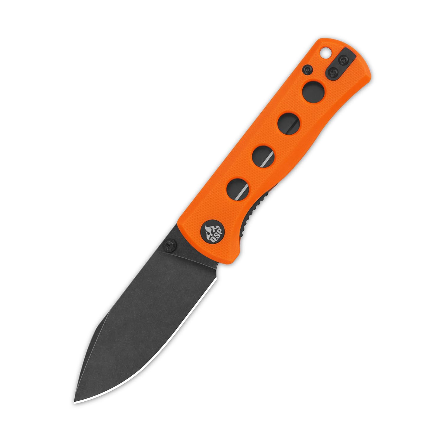QSP KNIFE CANARY FOLDER POCKET KNIFE, SHARP 14C28N BLADE with COLORFUL G-10 HANDLES (blackwash blade, orange G-10 handle)