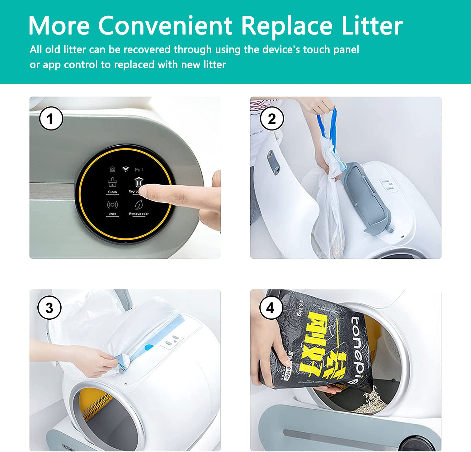 Cat Automatic Smart Self-Cleaning Cat Litter Box,Cat Litter Cleaning Robot with 65L+9L Large Capacity, App Control Smart for Multiple Cats