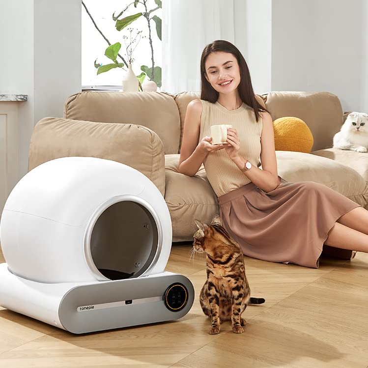 Cat Automatic Smart Self-Cleaning Cat Litter Box,Cat Litter Cleaning Robot with 65L+9L Large Capacity, App Control Smart for Multiple Cats