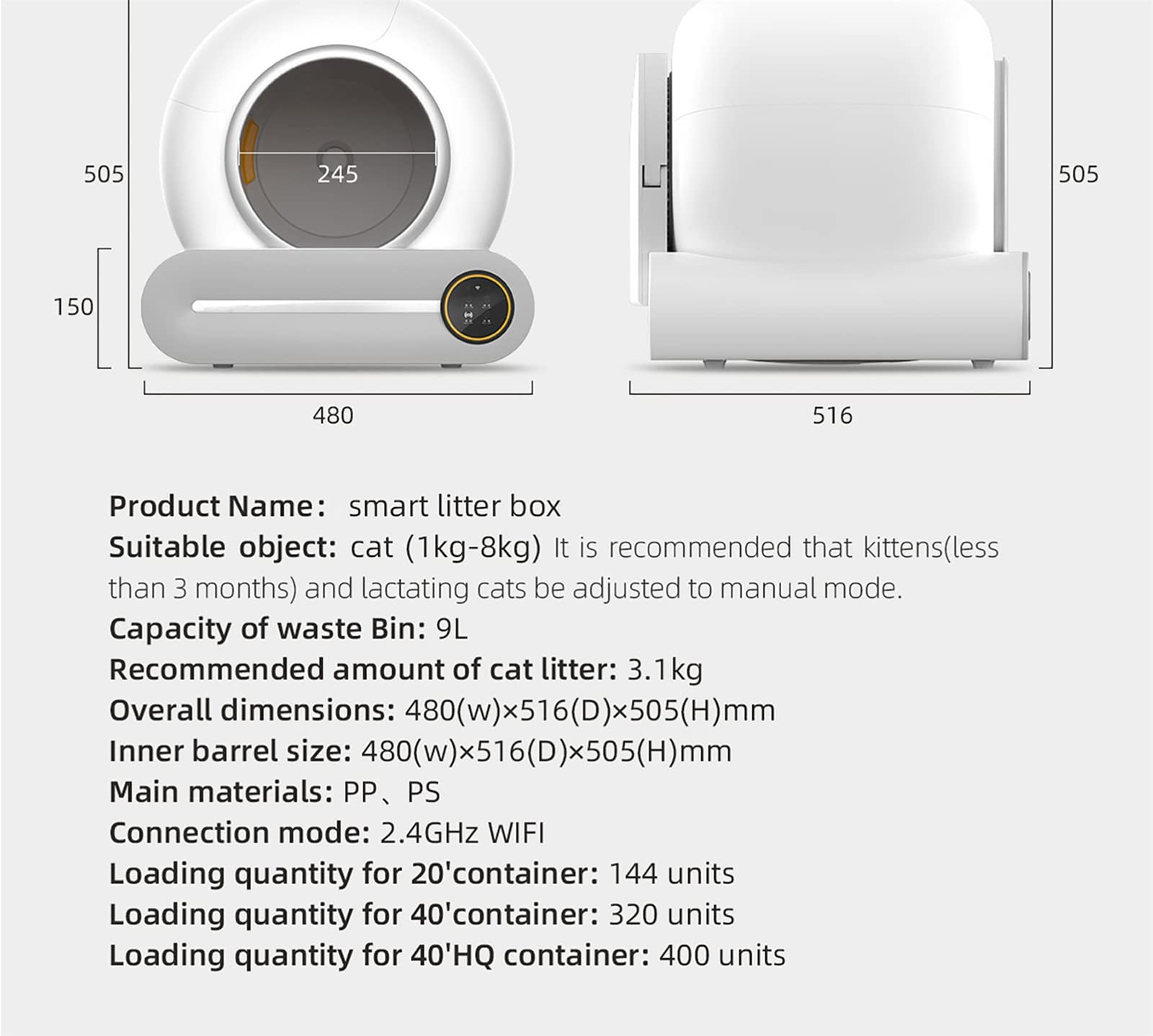 Cat Automatic Smart Self-Cleaning Cat Litter Box,Cat Litter Cleaning Robot with 65L+9L Large Capacity, App Control Smart for Multiple Cats